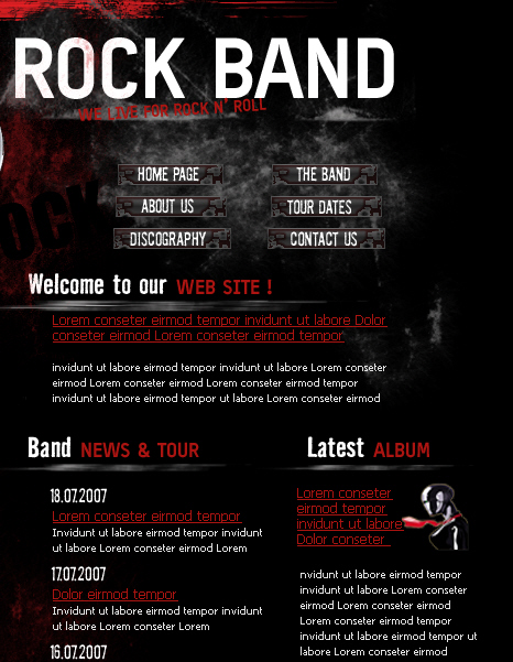Rock Band Layout - Music Layout | Web Layout