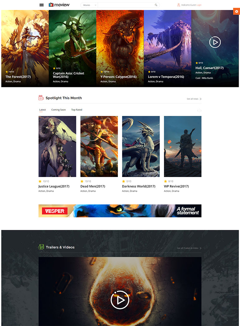 20 Coolest Movie Templates Web Template Customization